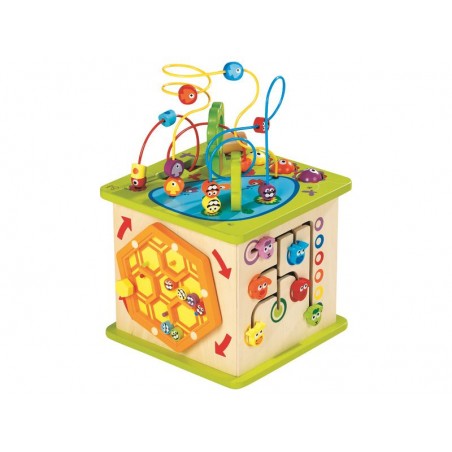 HAPE - Cube Activités 5 en 1 Labyrinthe, Forme, Levier, Animaux E1810