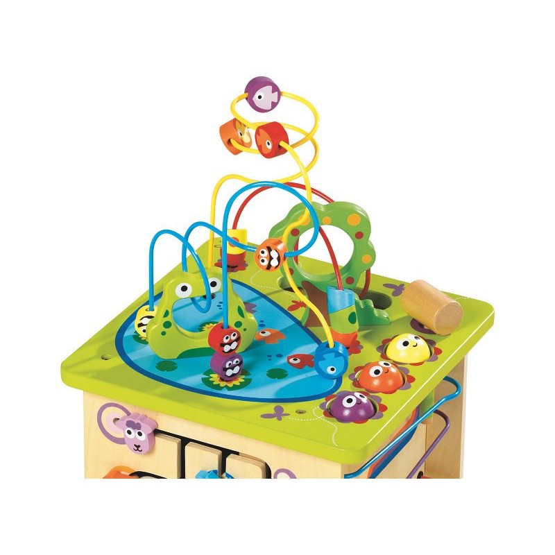 HAPE - Cube Activités 5 en 1 Labyrinthe, Forme, Levier, Animaux E1810