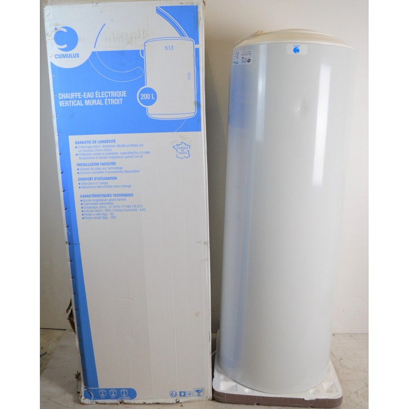 CUMULUS - Chauffe-Eau 200L Stéatite Vertical Mural Monophasé 984120