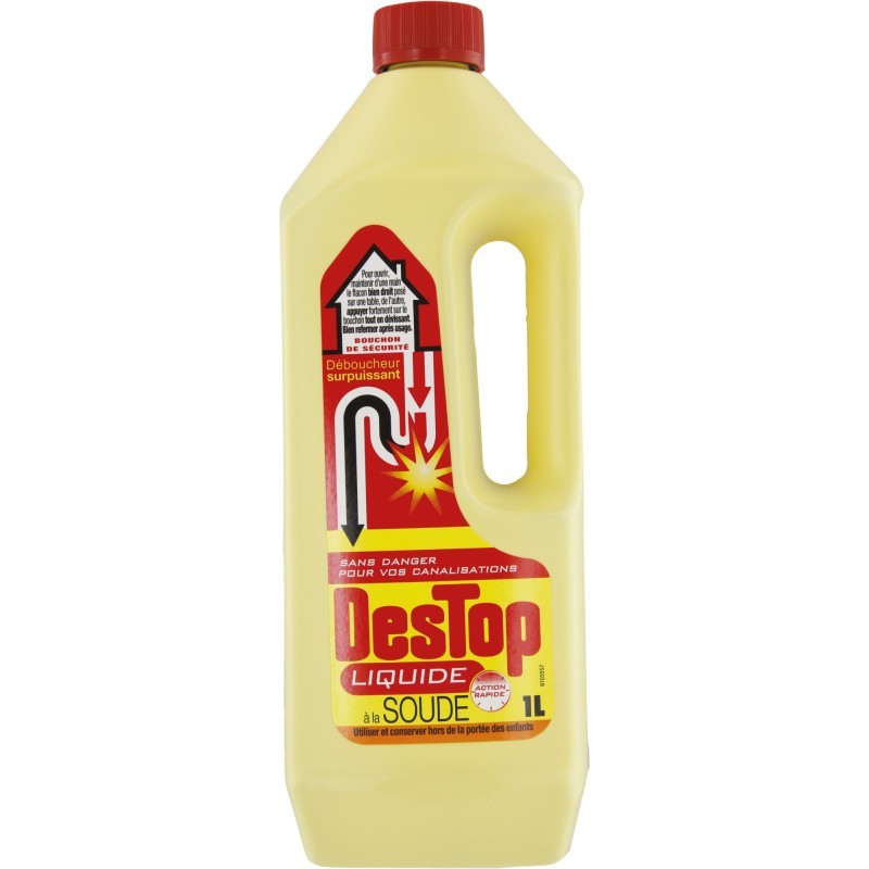 DESTOP - Lot 15 Bidons 1L de Déboucheur Surpuissant Liquide à la Soude