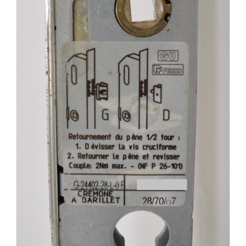 FERCO - Crémone Serrure GU sans galet - G24402-28-L-OF