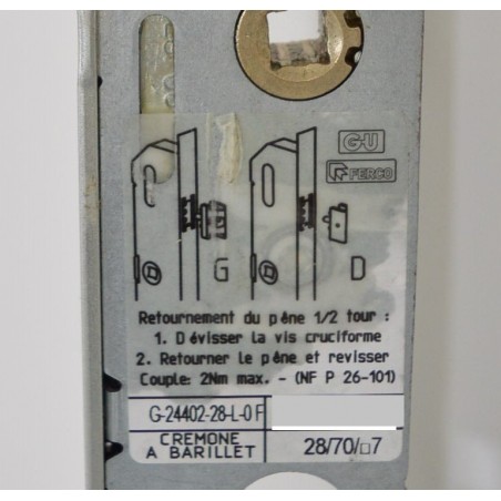 FERCO - Crémone Serrure GU 2 galets - G24402-28-L-OF