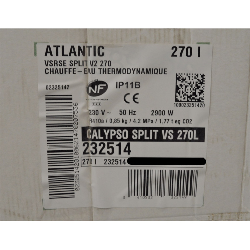 ATLANTIC - Chauffe-Eau Thermodynamique 270 L Calypso Split Stable