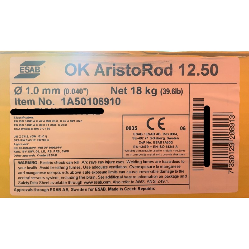 ESAB Fil de Soudage OK Aristorod 12.50 Diamètre 1,0 mm 18 kg - 1A50106910