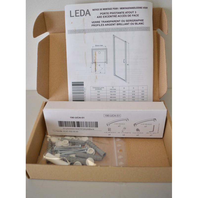 LEDA - Porte de Douche Atout 3 H 190cm L 80cm - L13AT3P08031