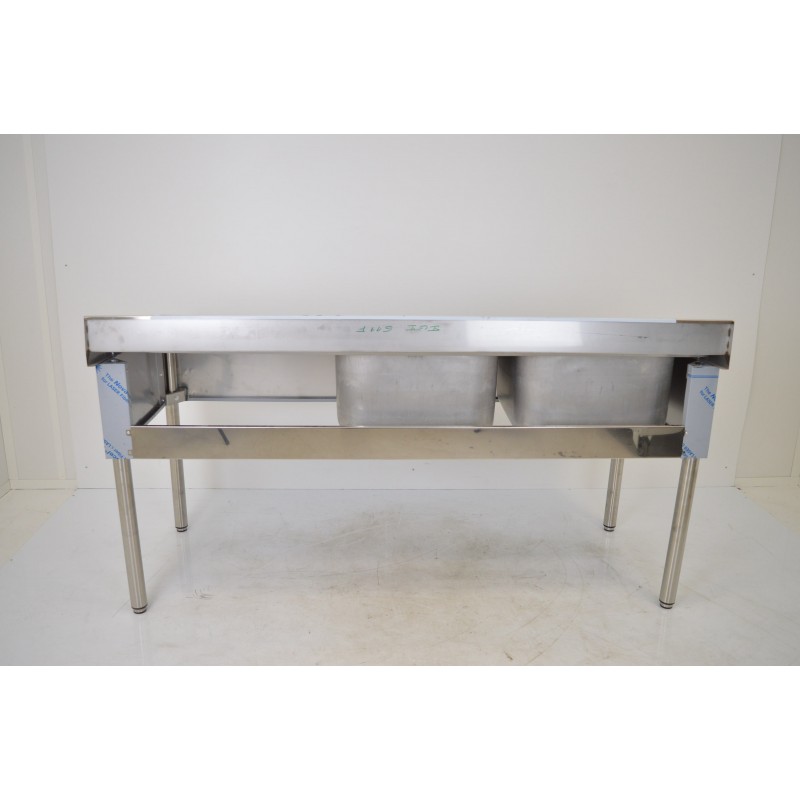 7L2GD180DTS - Table de Plonge en Inox 2 Cuves 50x50cm Egouttoir Droite