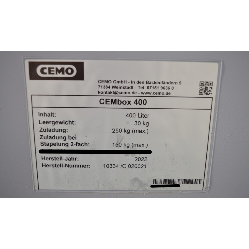 CEMO - Box Chantier Caisse de Transport 400L Cembox - 10334