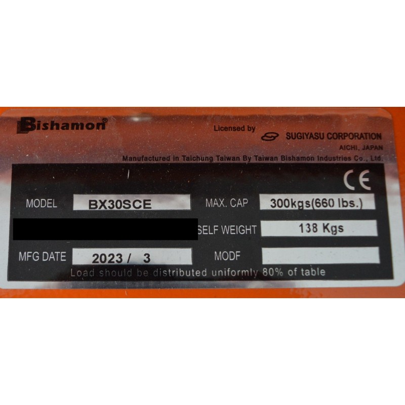 BISHAMON - Table Elévatrice Mobile Charge 300 kg - BX30SCE