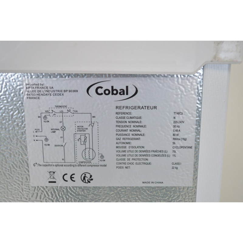 COBAL - Réfrigérateur 90L Pose Libre Blanc - TT48C3