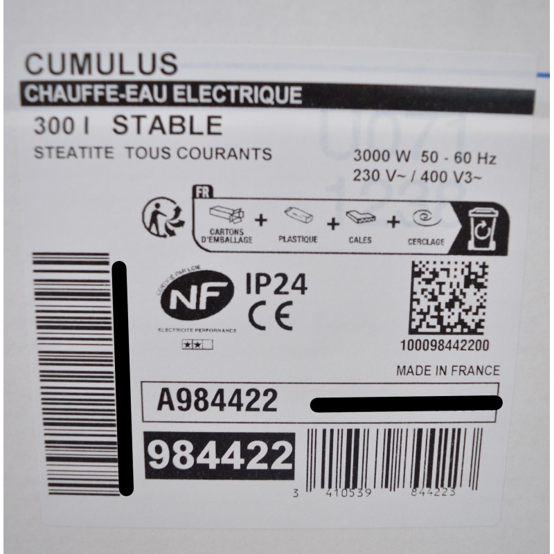 CUMULUS - Chauffe-Eau 300L Stéatite Vertical Stable - 984422
