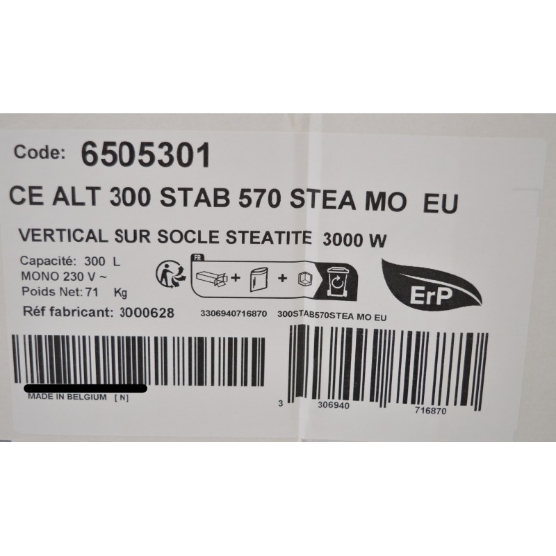 ALTECH - Chauffe-Eau Électrique 300 L Stéatite Vertical Stable 6505301
