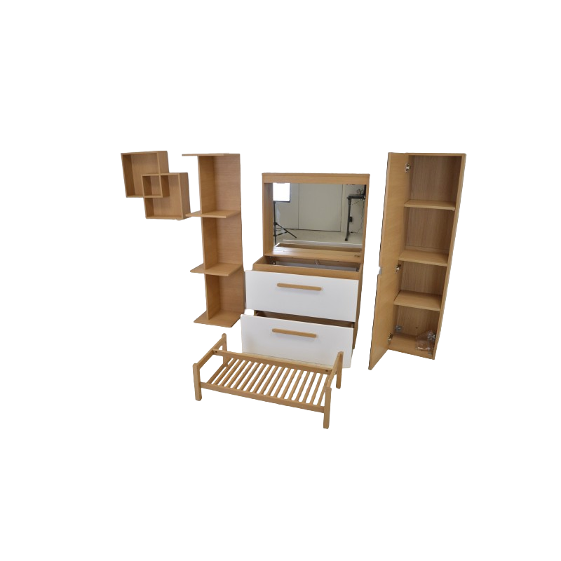 ALGOREL - Ensemble Meubles Salle de Bain Effet Bois et Blanc DOMOA100