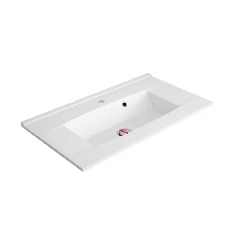 DELPHA - Plan Vasque Résine 60cm Blanc Rectangulaire - FRUP6C01