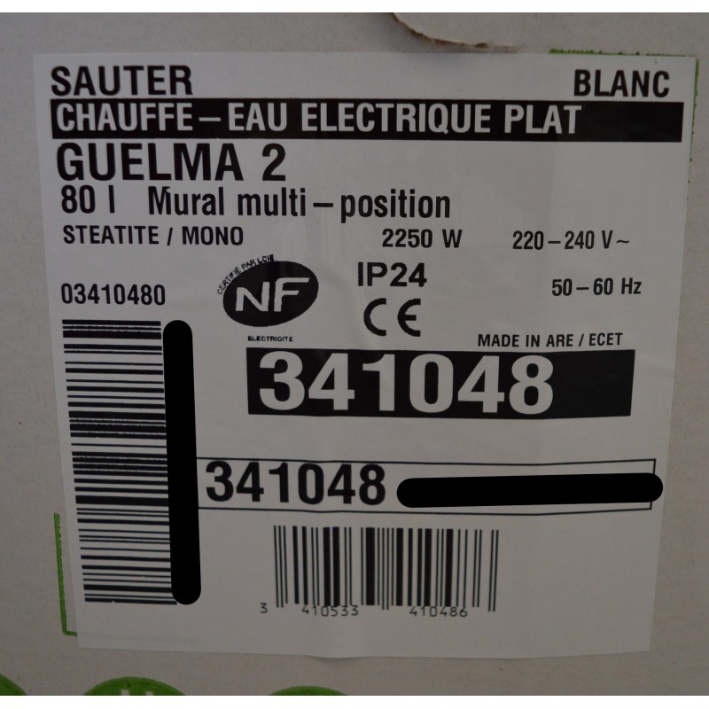 SAUTER - Chauffe-Eau Electrique Plat 80L Guelma Connecté Mural 341048