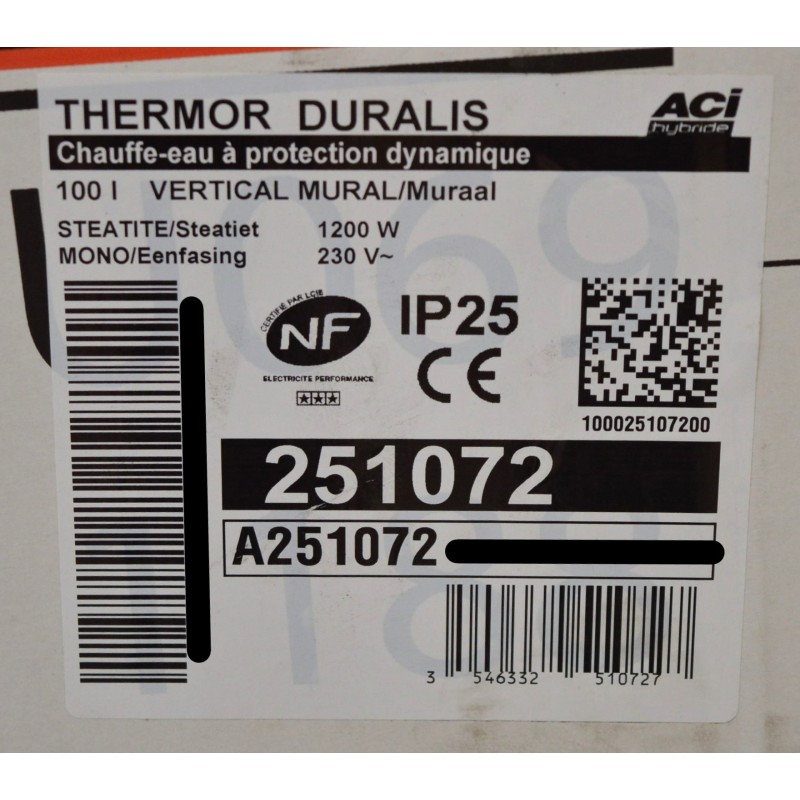 THERMOR - Chauffe-Eau Electrique 100L Duralis ACI Hybride Mural 251072