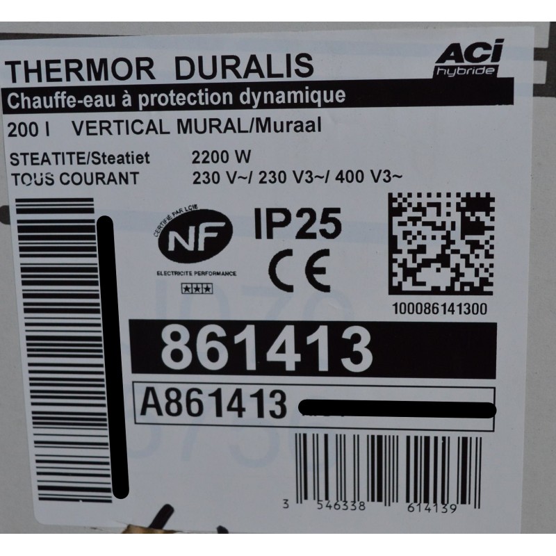 THERMOR - Chauffe-Eau Electrique 200L Duralis Compact Vertical 861413