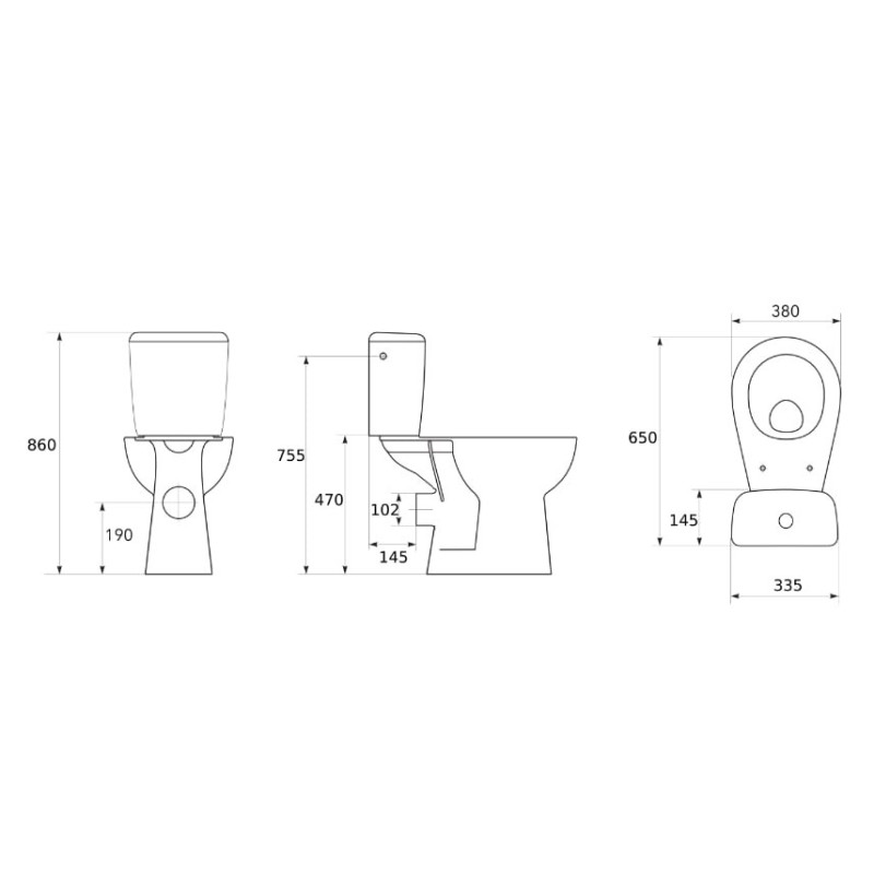GODART Pack Toilette à Poser Etiuda avec Réservoir Cuvette et Abattant