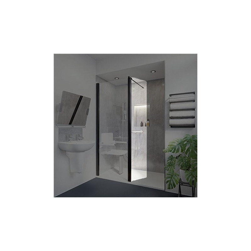 AKW Paroi de Douche LevelBest avec Paroi Segment Pivotante 180° L400mm