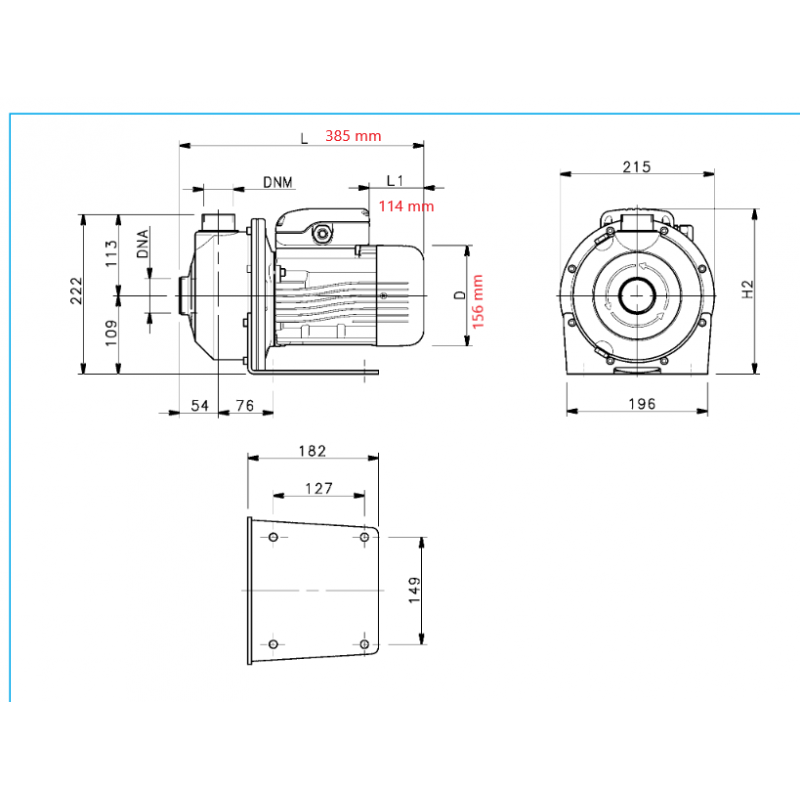LOWARA - Pompe de Surface Centrifuge 1,5kW 42m3/h - 107350060